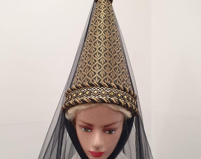 Damsel in Distress Black & Gold Fleur De Lis Ladies Fantasy Medieval ...