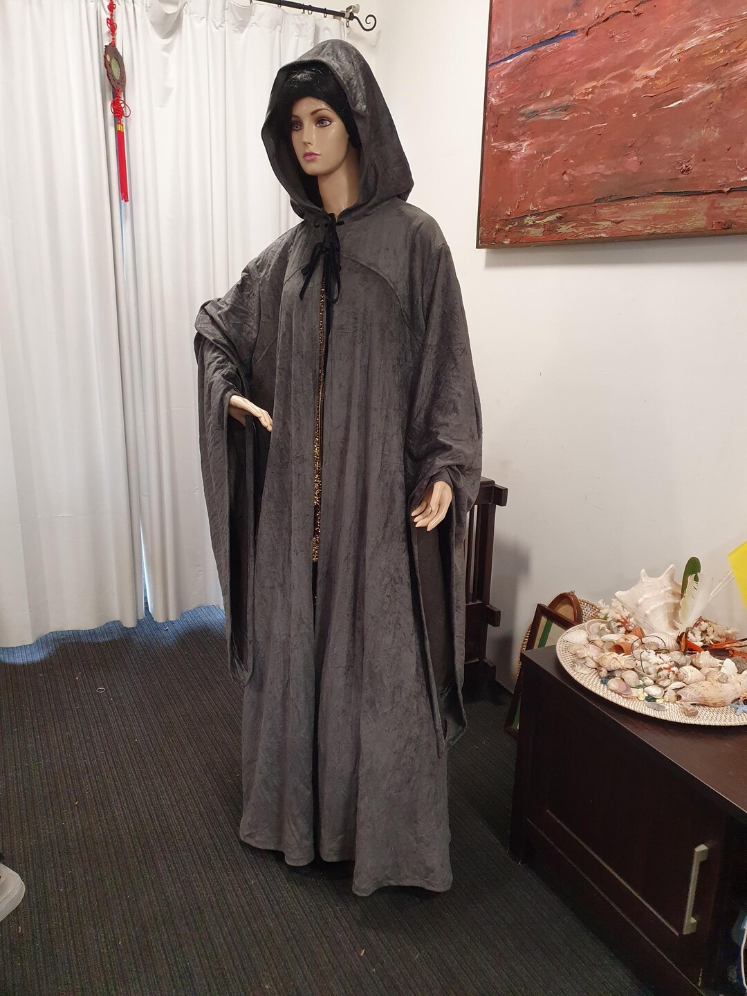 Mysterious Slate Grey Cloak With Hood for Medieval Merlin Sorcerer ...