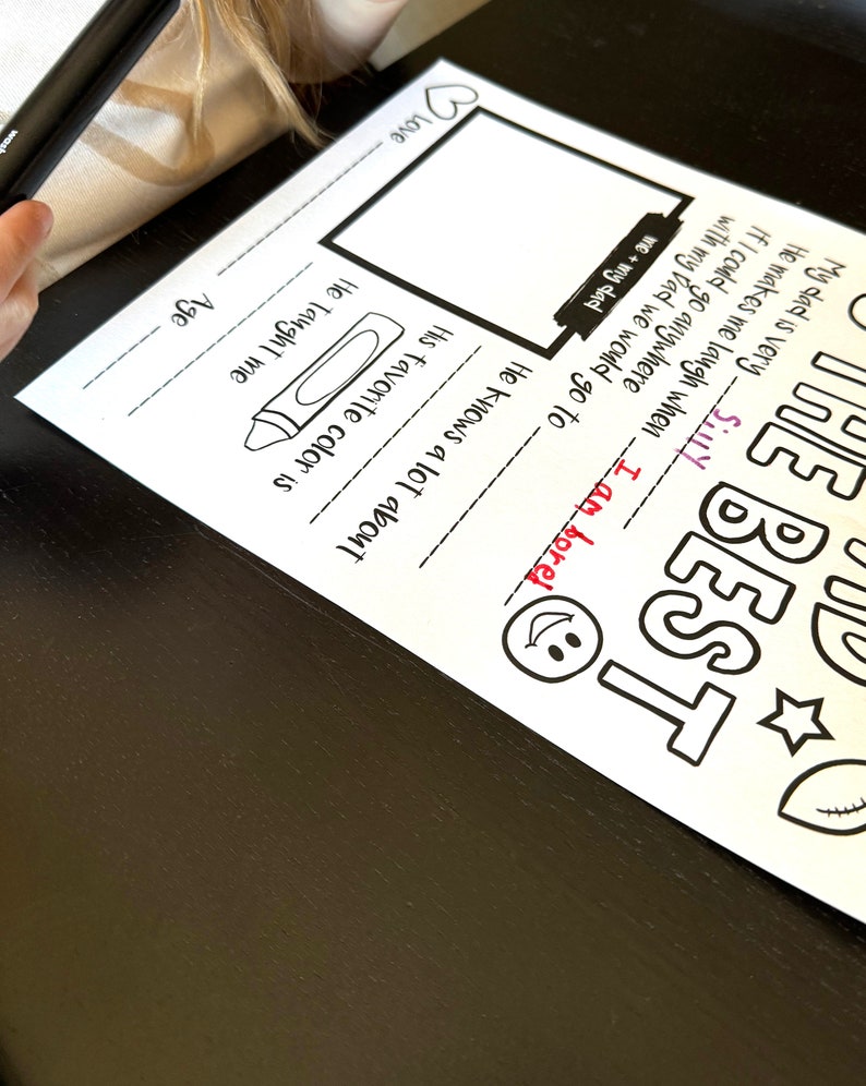 Printable Coloring Card My Dad is the Best Father's Day - Etsy