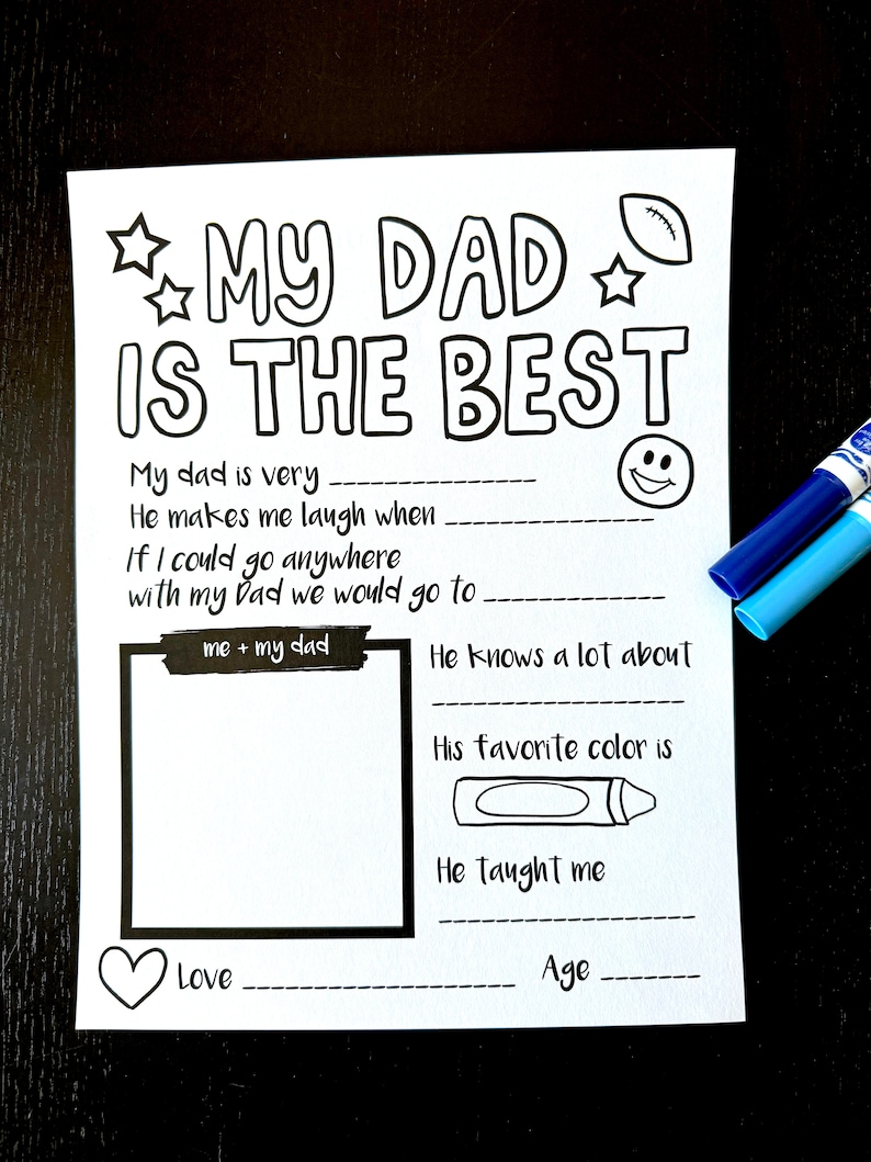 Printable Coloring Card My Dad is the Best Father's Day - Etsy