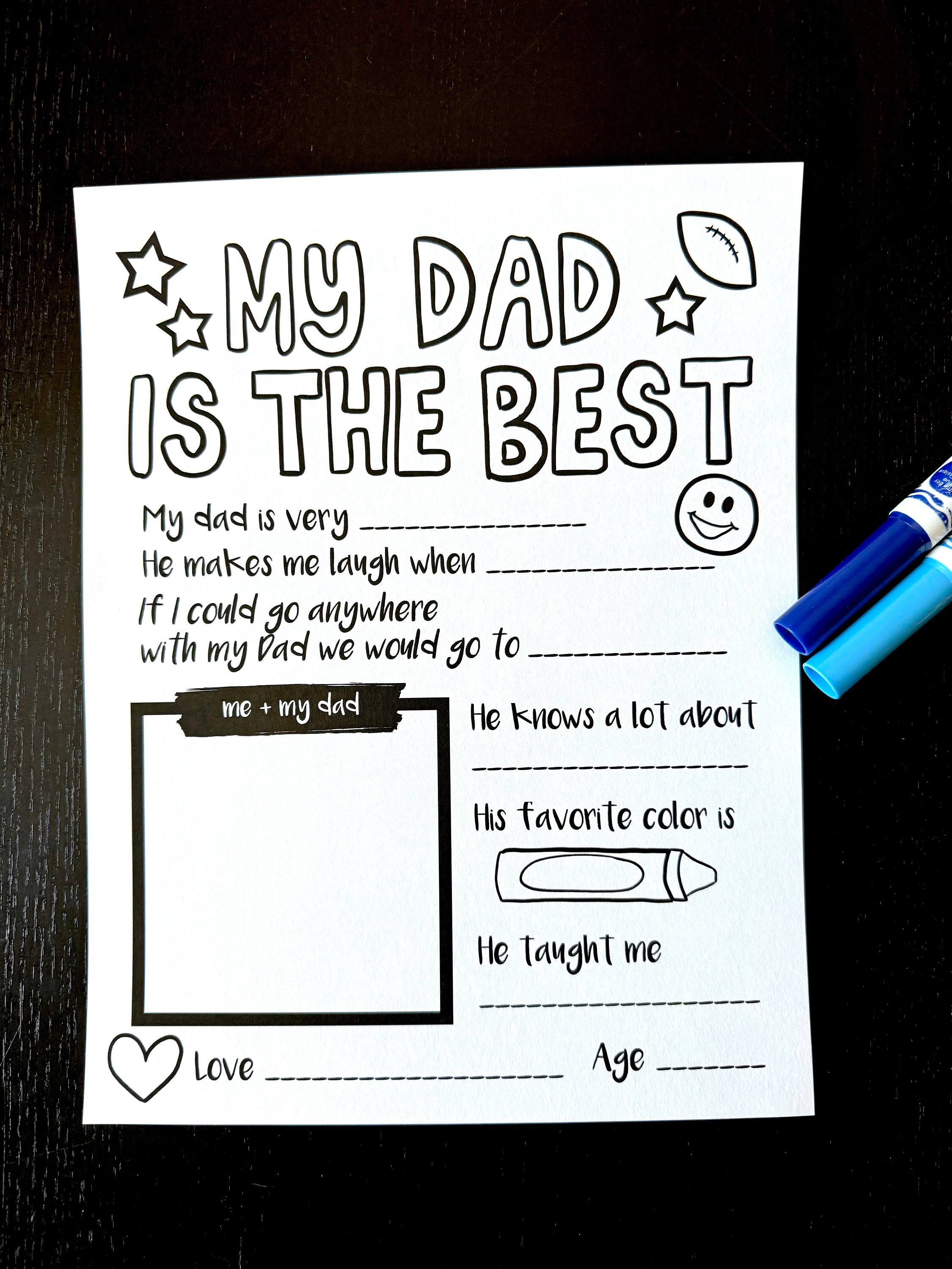 Printable Coloring Card My Dad is the Best Father's Day - Etsy