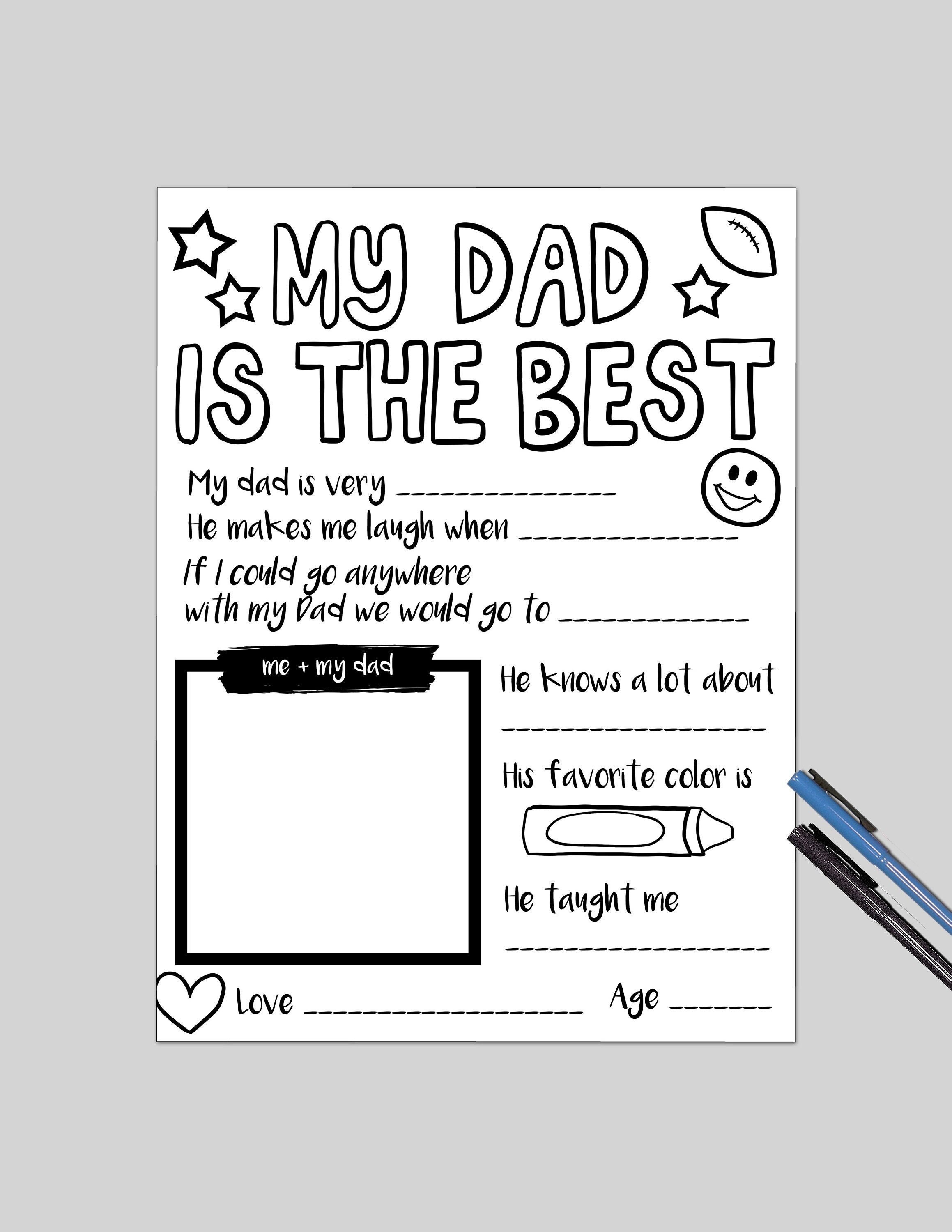 Printable Coloring Card My Dad is the Best Father's Day - Etsy
