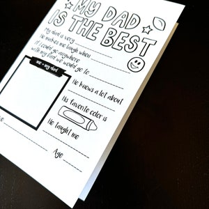 Printable Coloring Card My Dad is the Best Father's Day - Etsy
