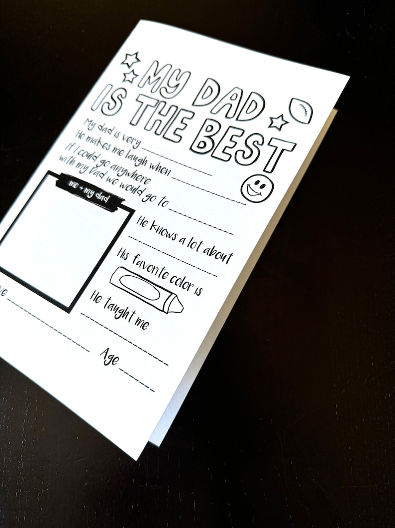 Printable Coloring Card My Dad is the Best Father's Day - Etsy