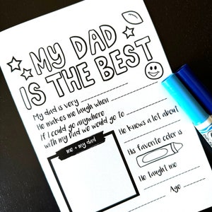 Printable Coloring Card My Dad is the Best Father's Day - Etsy