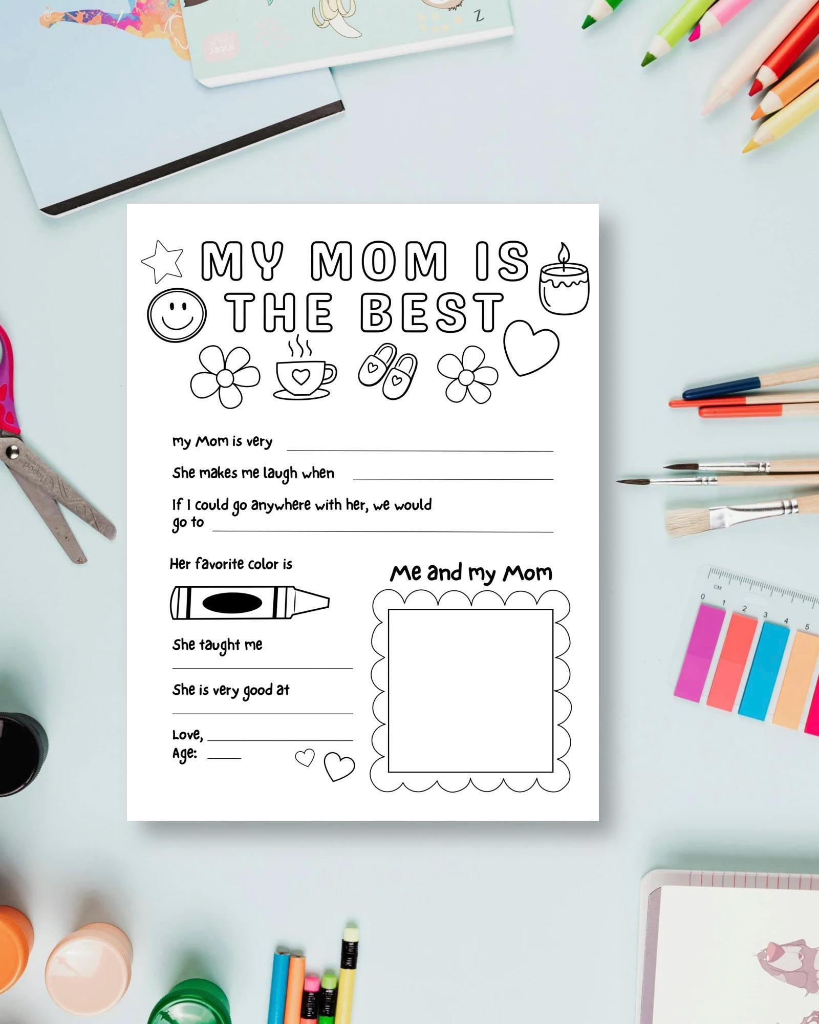 Mother’s Day Coloring Page for Kids | Printable Card for Mom, Grandma ...