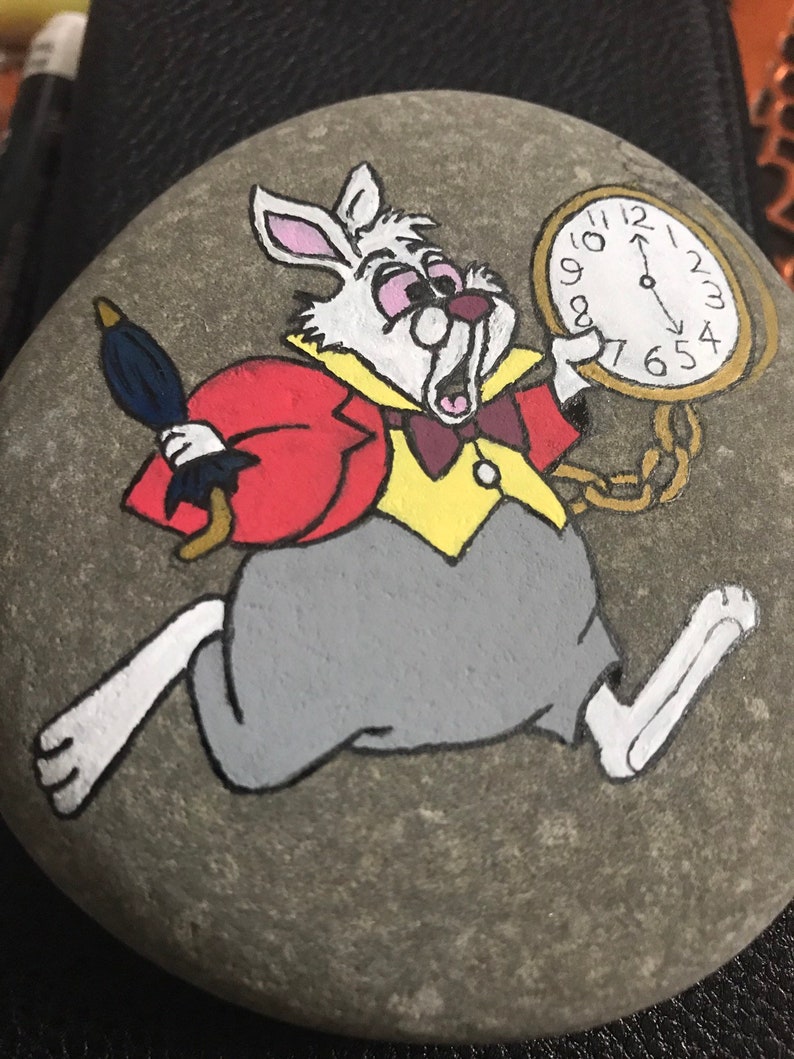 Alice in Wonderland - White Rabbit - I'm Late! Painted Rock - Etsy
