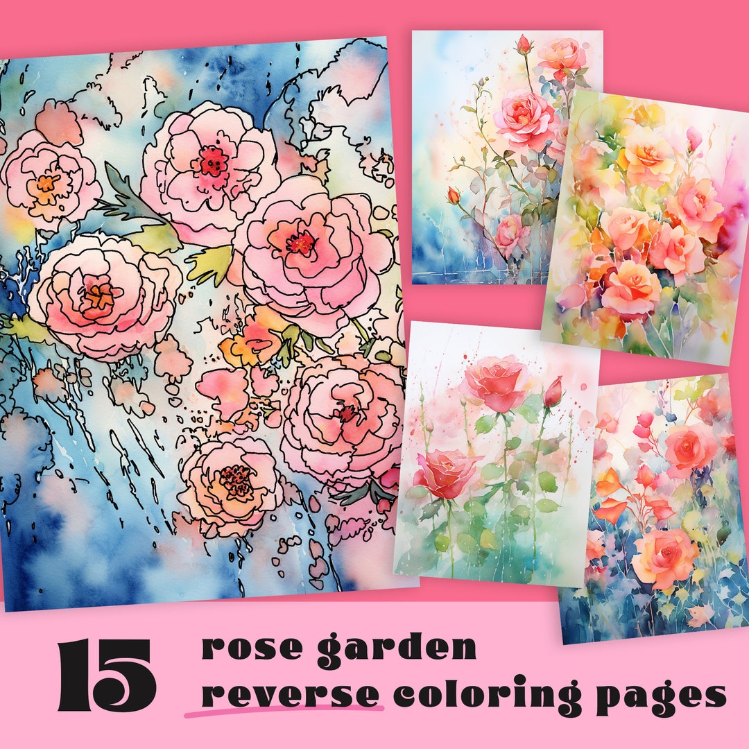 Rose Garden Reverse Coloring Book 15 Inverse Coloring Pages - Etsy