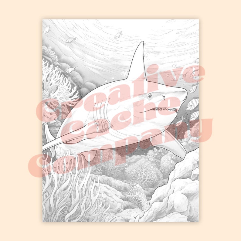 10 Photorealistic Shark Coloring Pages Ocean Life Coloring, Sea Life ...