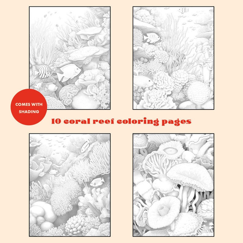10 Underwater Coral Reef Coloring Pages Printable Sea Life - Etsy