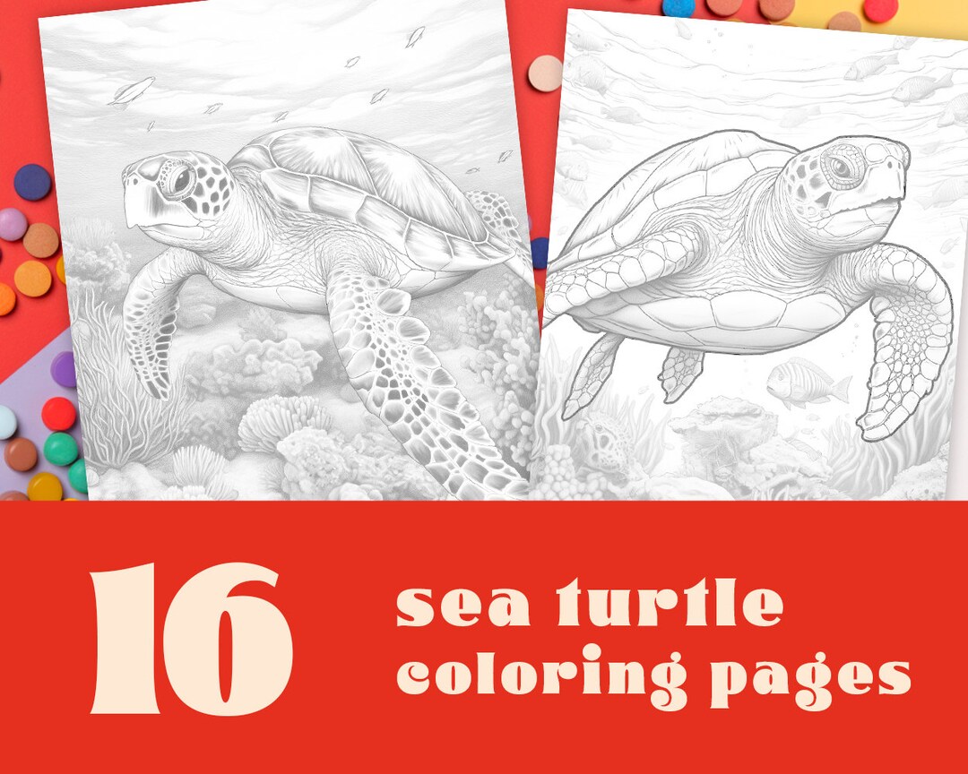16 Realistic Sea Turtle Coloring Pages Sea Life Coloring, Underwater ...