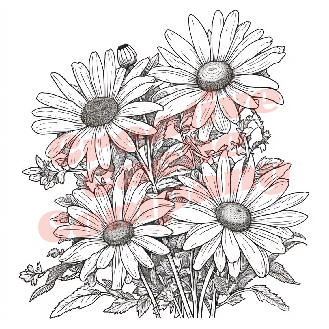 100 Printable Summer Flower Coloring Pages Bundle Sunflower, Daffodil ...