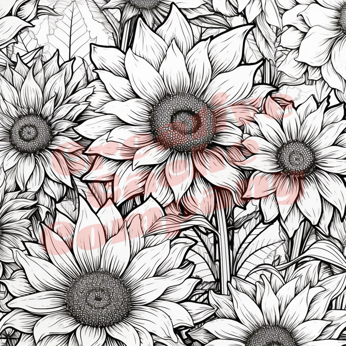 100 Printable Summer Flower Coloring Pages Bundle Sunflower, Daffodil ...