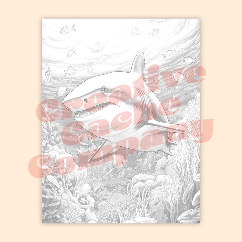 10 Photorealistic Shark Coloring Pages Ocean Life Coloring, Sea Life ...