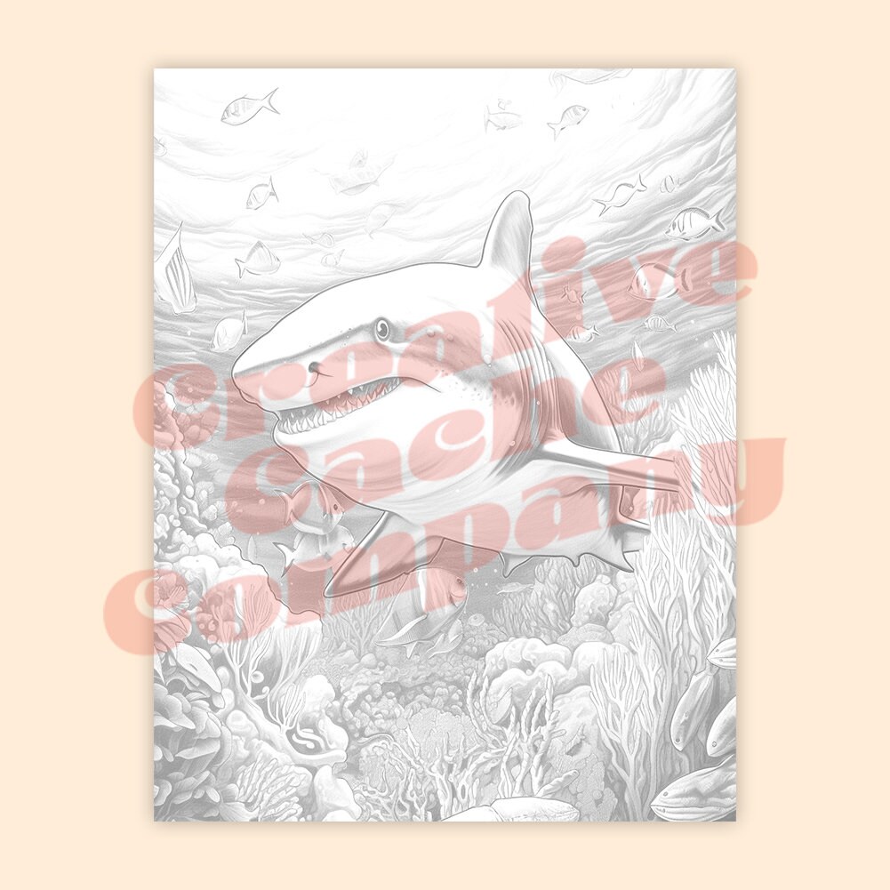 10 Photorealistic Shark Coloring Pages Ocean Life Coloring, Sea Life ...