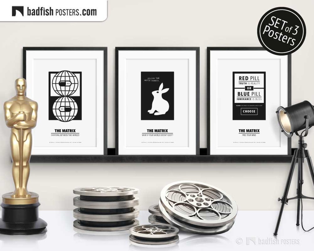 Set of 3 Movie Posters, the Matrix Collection, Red Pill, Blue Pill ...