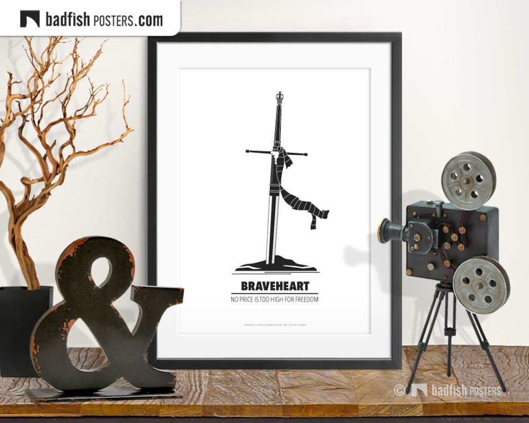 Braveheart Print, Alternative Movie Poster, Sword, Minimal Design ...
