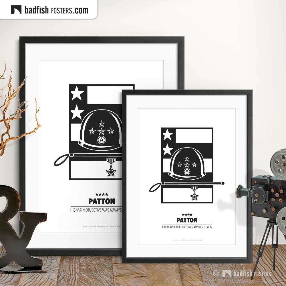 Patton Print, Alternative Movie Poster, Minimal, Wall Art, Black ...