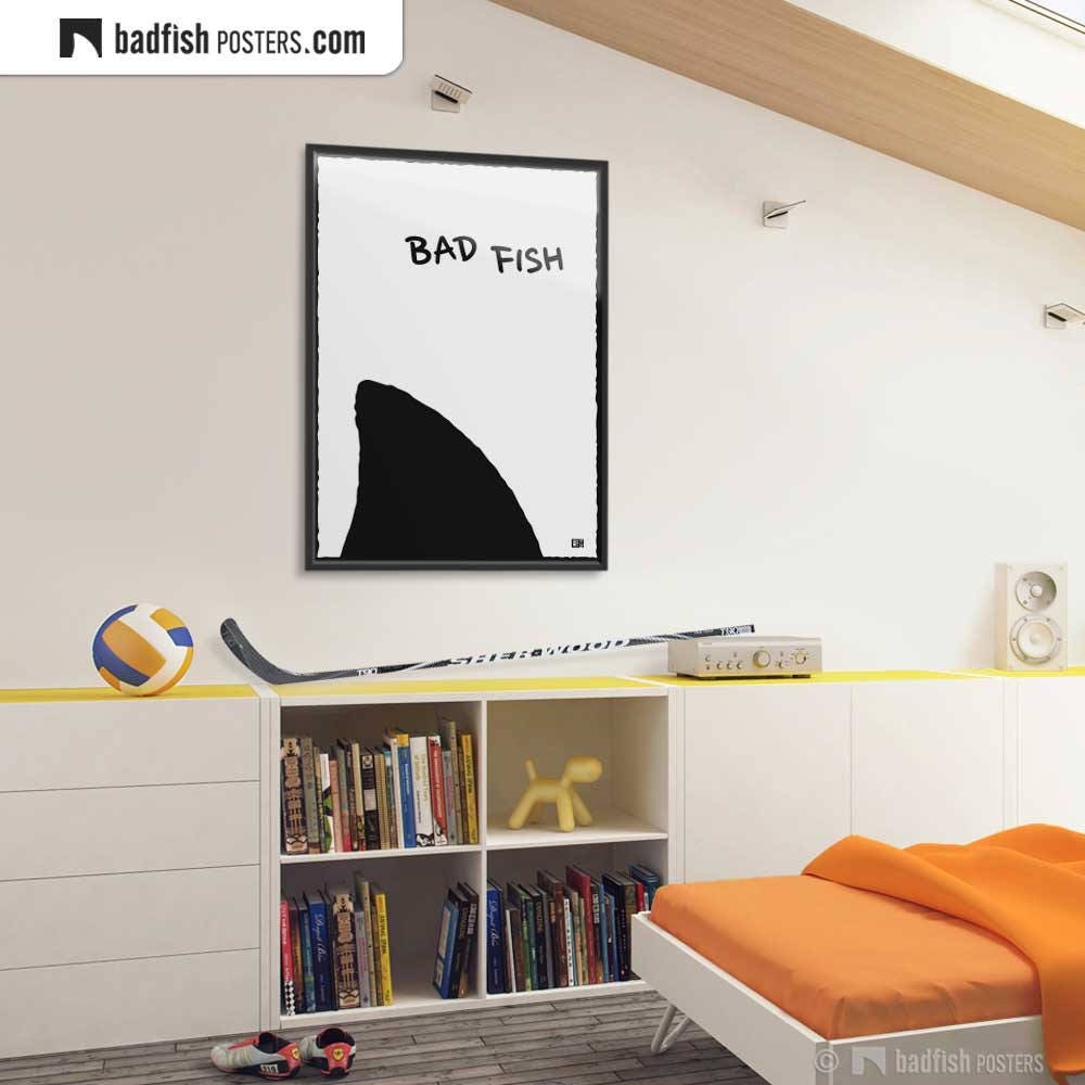 Bad Fish Print, Sharks Fin Poster, Stop Shark Finning, Comic Style ...