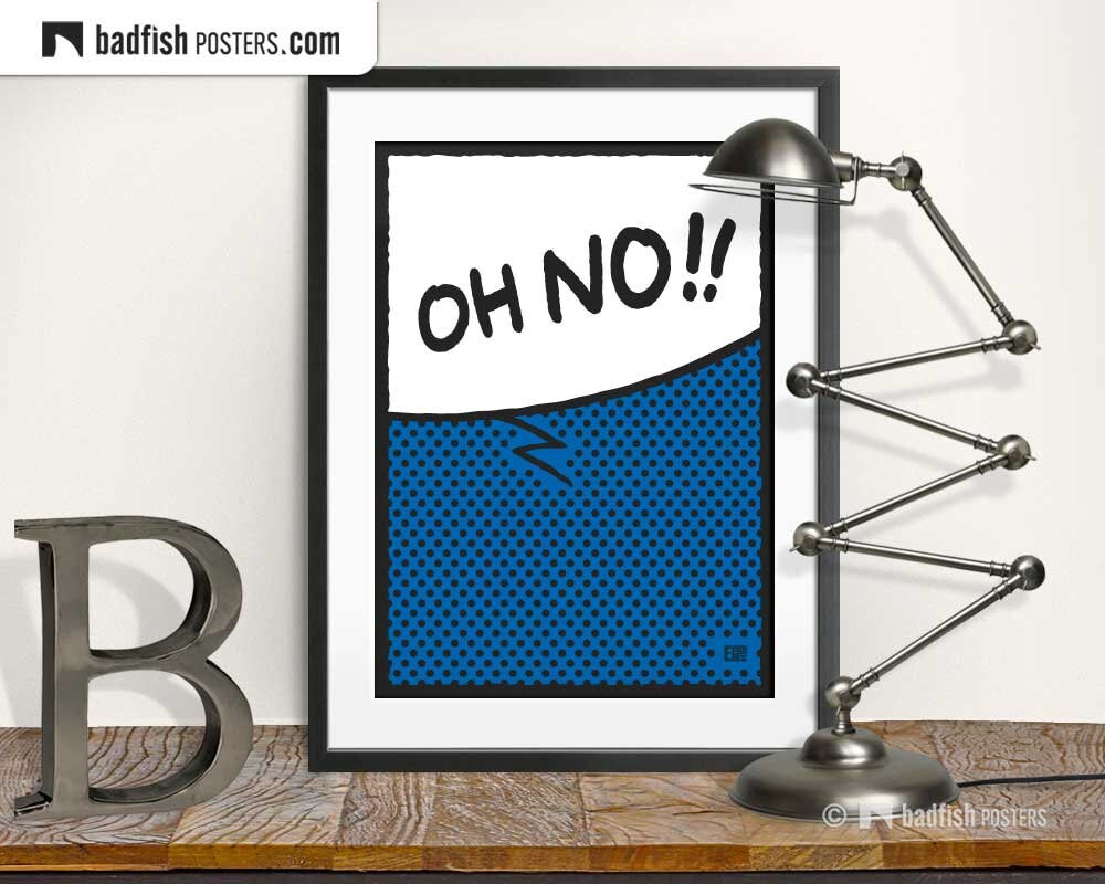 Oh No Print, Speech Bubble, Pop Art Poster, Comic Style, Denim Blue ...