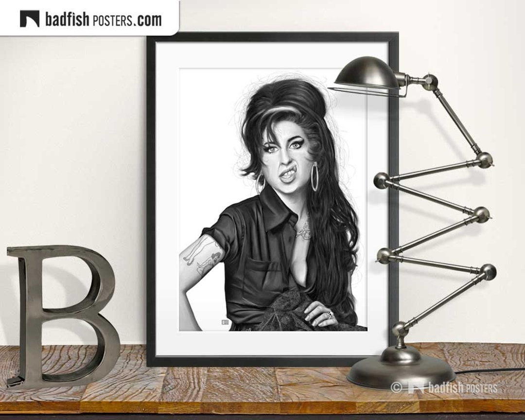 Amy Portrait Print, Tribute Poster, Handdrawn, Drawing, Wall Art Decor ...
