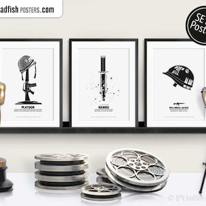 Set of 3 Movie Posters, Vietnam War Movie Collection, Platoon, Rambo ...