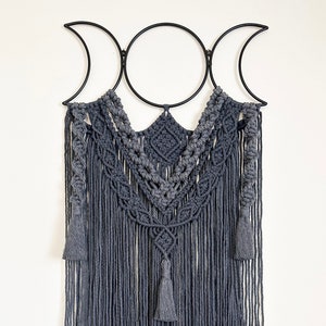 Charcoal Grey Triple Moon Macrame Wall Hanging Tapestry - Etsy