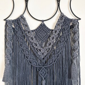 Charcoal Grey Triple Moon Macrame Wall Hanging Tapestry - Etsy