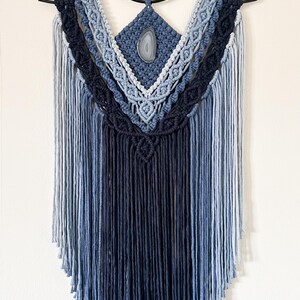 Gradient Blue Triple Moon Macramw Wall Hanging | Macrame Tapestry ...
