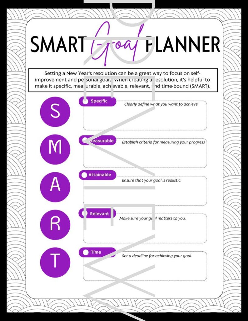 SMART Goal Planner Vibrant, Printable, Printable Weekly Planner ...
