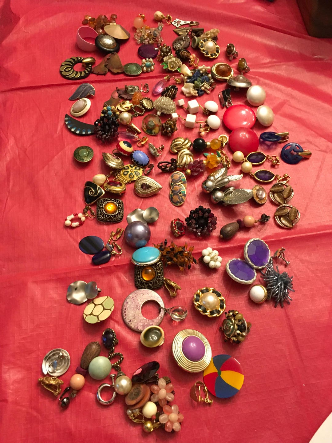 Vintage Big Lot of 90 Clip on Earrings for Crafts 15 Pairs and 75 ...