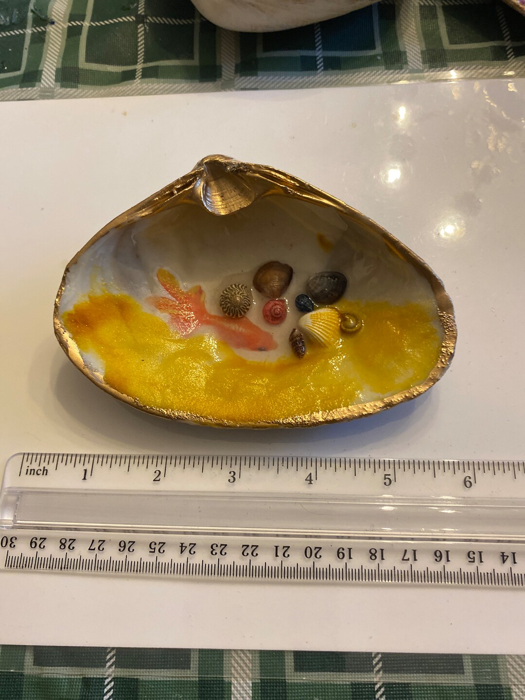 Large 5 Inch Sea Shell New England Jewelry Trinket Resin Ocean Design ...