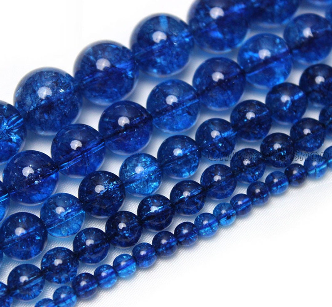 Genuine Natural Blue Cracked Crystal,smooth Blue Crystal Beads,loose ...