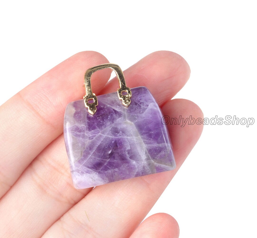 1PC Natural Gemstone Pendant,mini Bag Shaped Pendants,handbag Pendant ...
