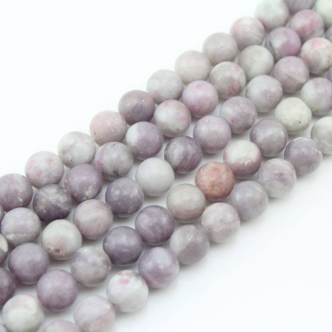 Pierre précieuse violette de jaspe de lépidolite, perles de jaspe lilas ...