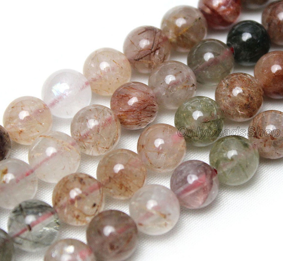 Red Green Phantom Quartz Beads,aaaaa Grade Smooth Round Gemstone,diy ...