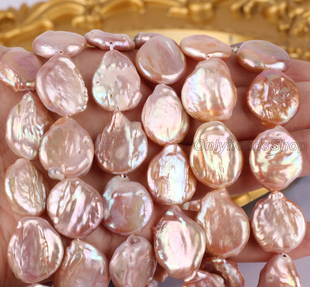 16x20mm Natural Pink Purple Keshi Pearls,loose Coin Pearls,flat Discs ...