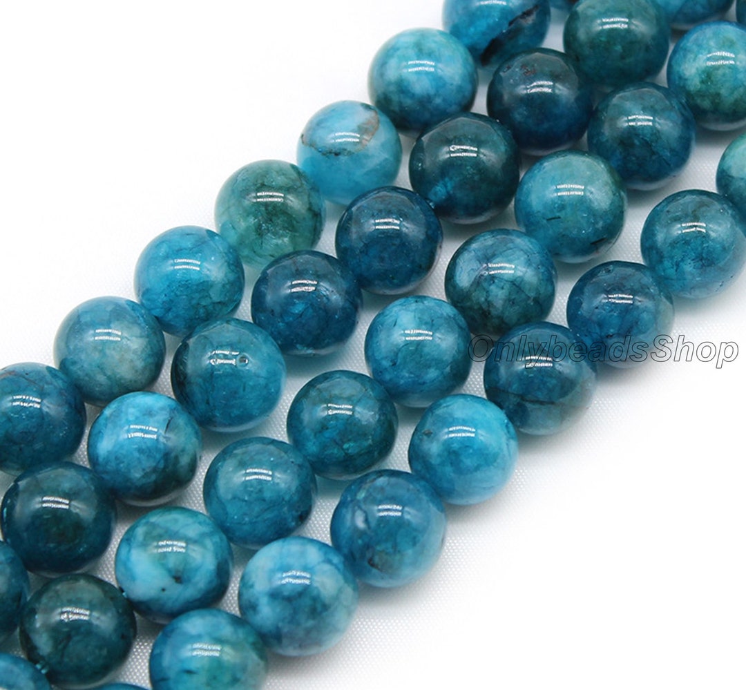 Round Natural Blue Apatite Strand,healing Beads Supply,wholesale ...