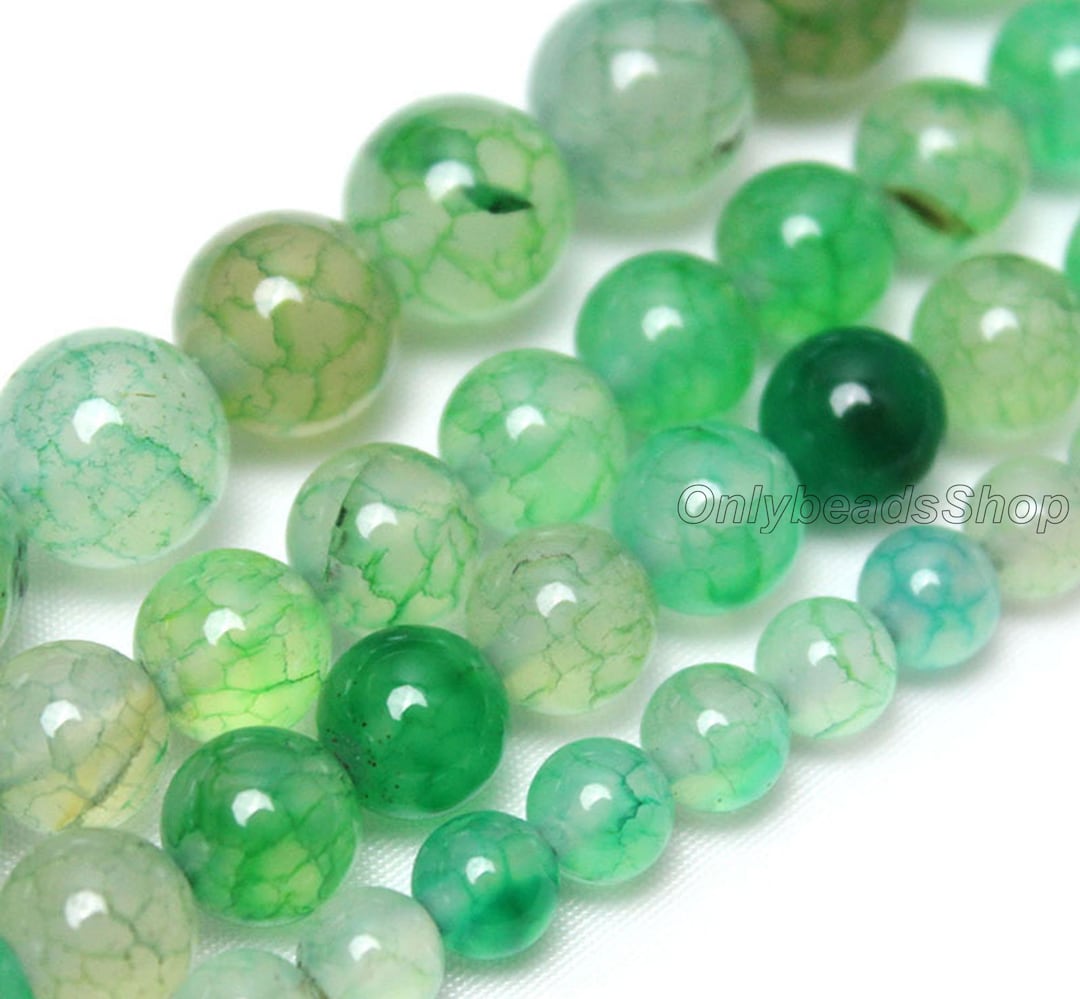 Green Agate Beads,rare Green Dargon Striped Agate,smooth Round Healing ...