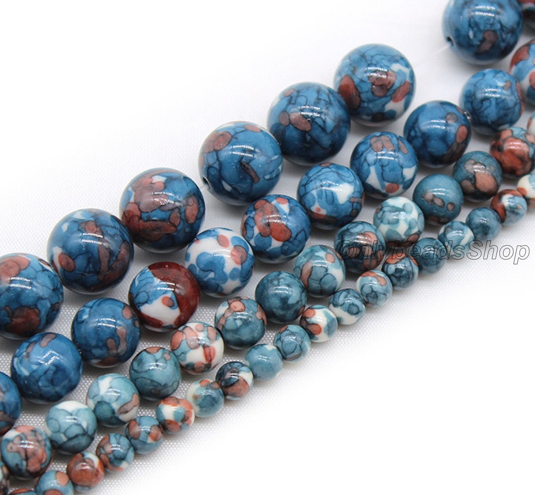 Blue Rain Flower Gemstone Beads,grade AAA Blue Round Loose Beads,semi ...