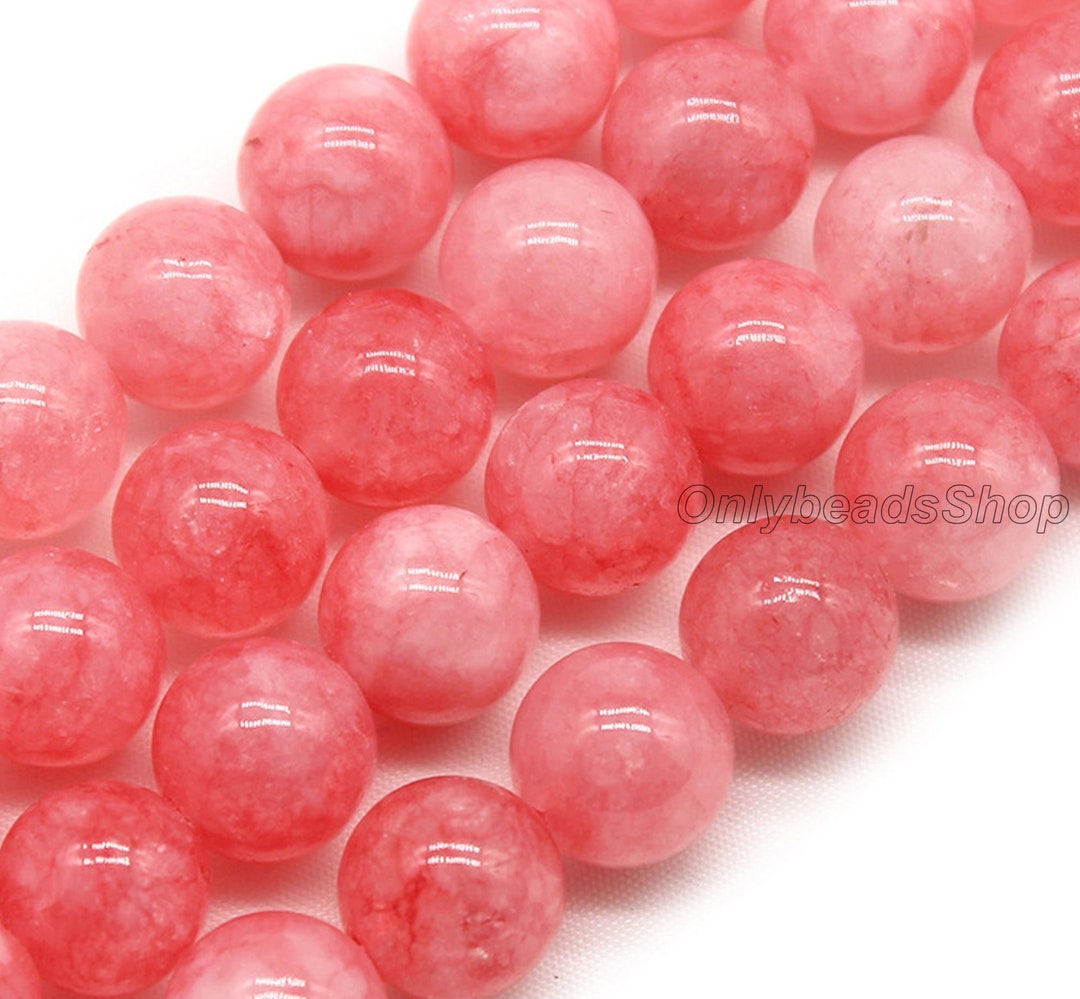 Loose Round Chalcedony Beads,peach Pink Chalcedony Gemstone Beads for ...