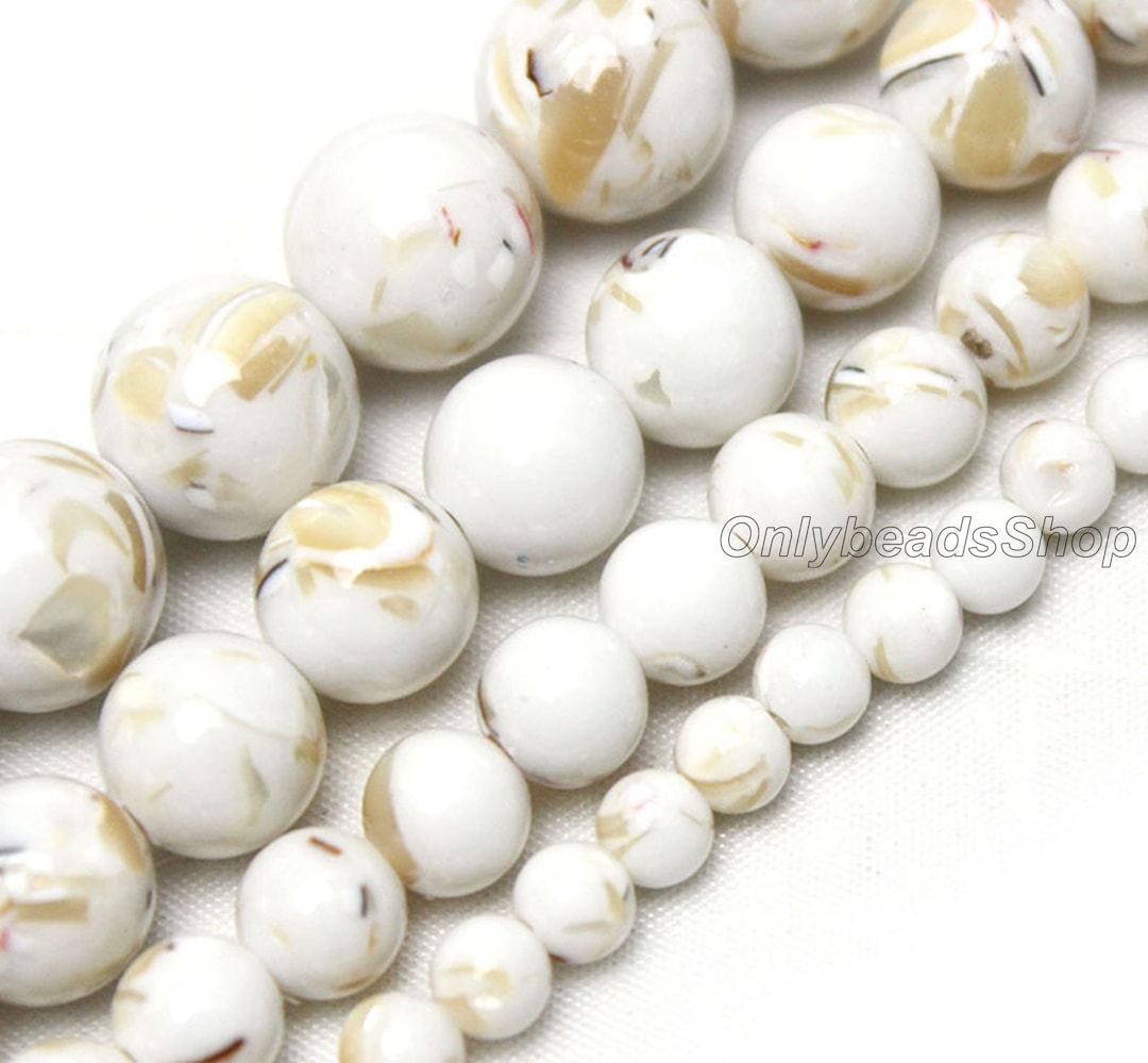 Xanth Thread White Shell Turquoise Beads,loose Beads With Shell Inlay ...