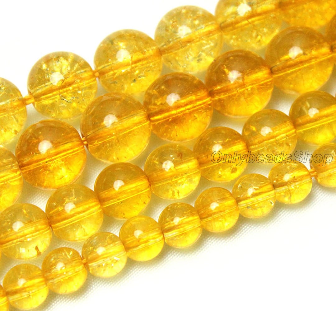 Light Yellow Cracked Crystal Beads,quartz Gemstone Beads,loose Round ...