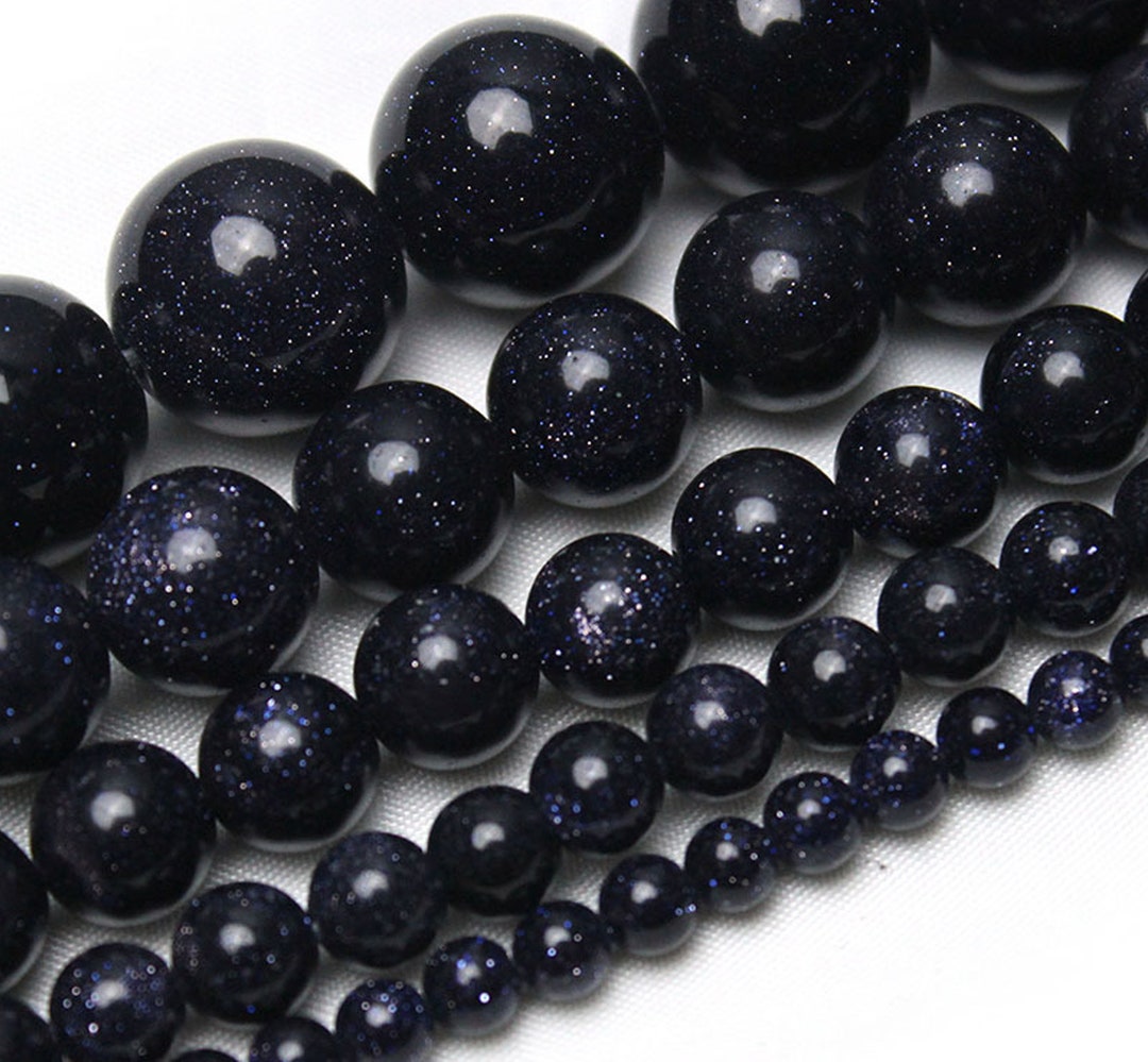 Blue Sandstone Gemstone Beads, Blue Goldstone Beads Grade AAA Round ...