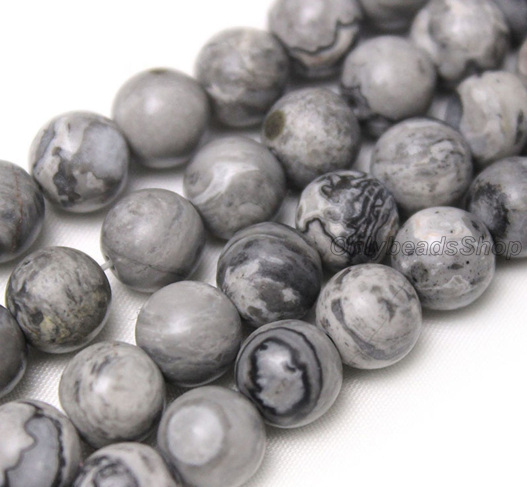 Matte Map Gemstone Beads,frosted Gray Round Gemstone Beads,high Quality ...
