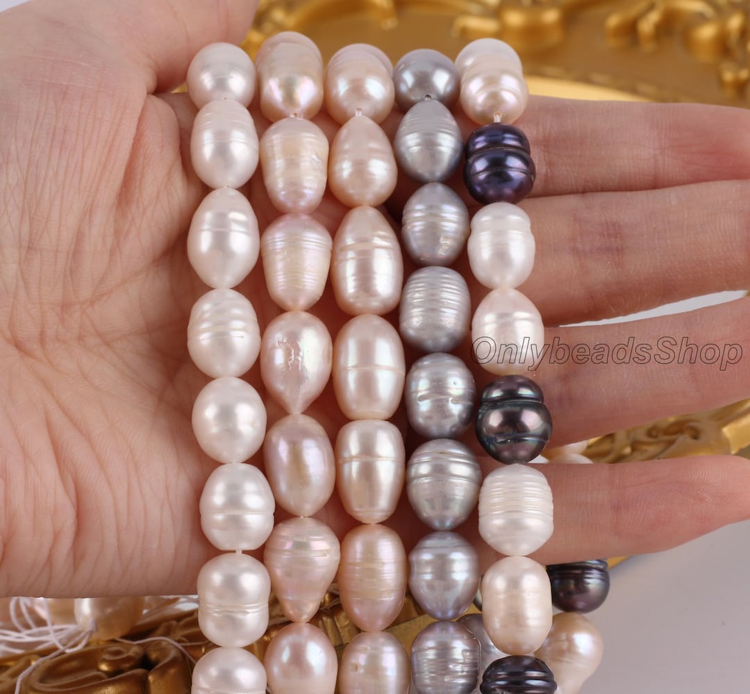 10-11mm Oval Pearl Beads, Rice Shape Freshwater Pearl, Natural Pearl ...