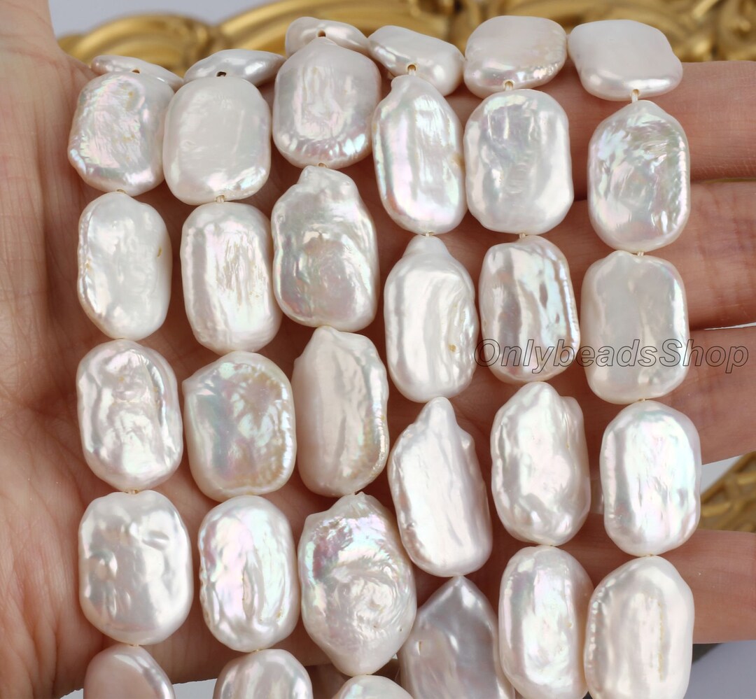 13-14X18--19MM High Quality White Rectangle Freshwater Pearls,wholesale ...