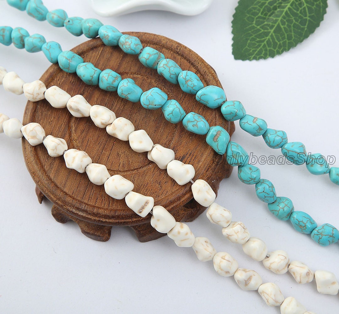 Artificial Nugget Turquoise Beads,white/blue Turquoise,loose Turuqoise ...