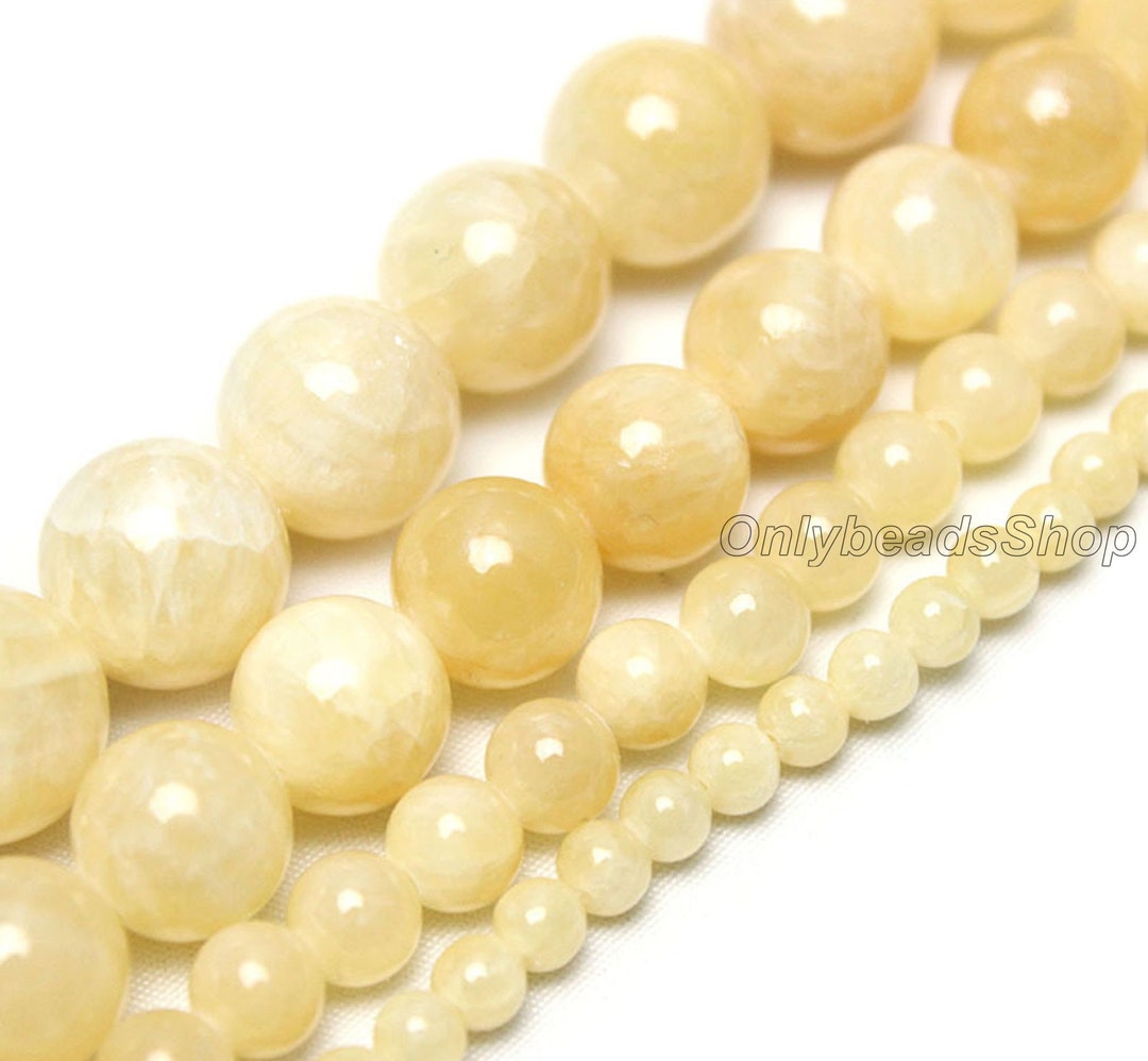 Smooth Gold Yellow Jade Round Beads,yellow Round Loose Jade Beads ...