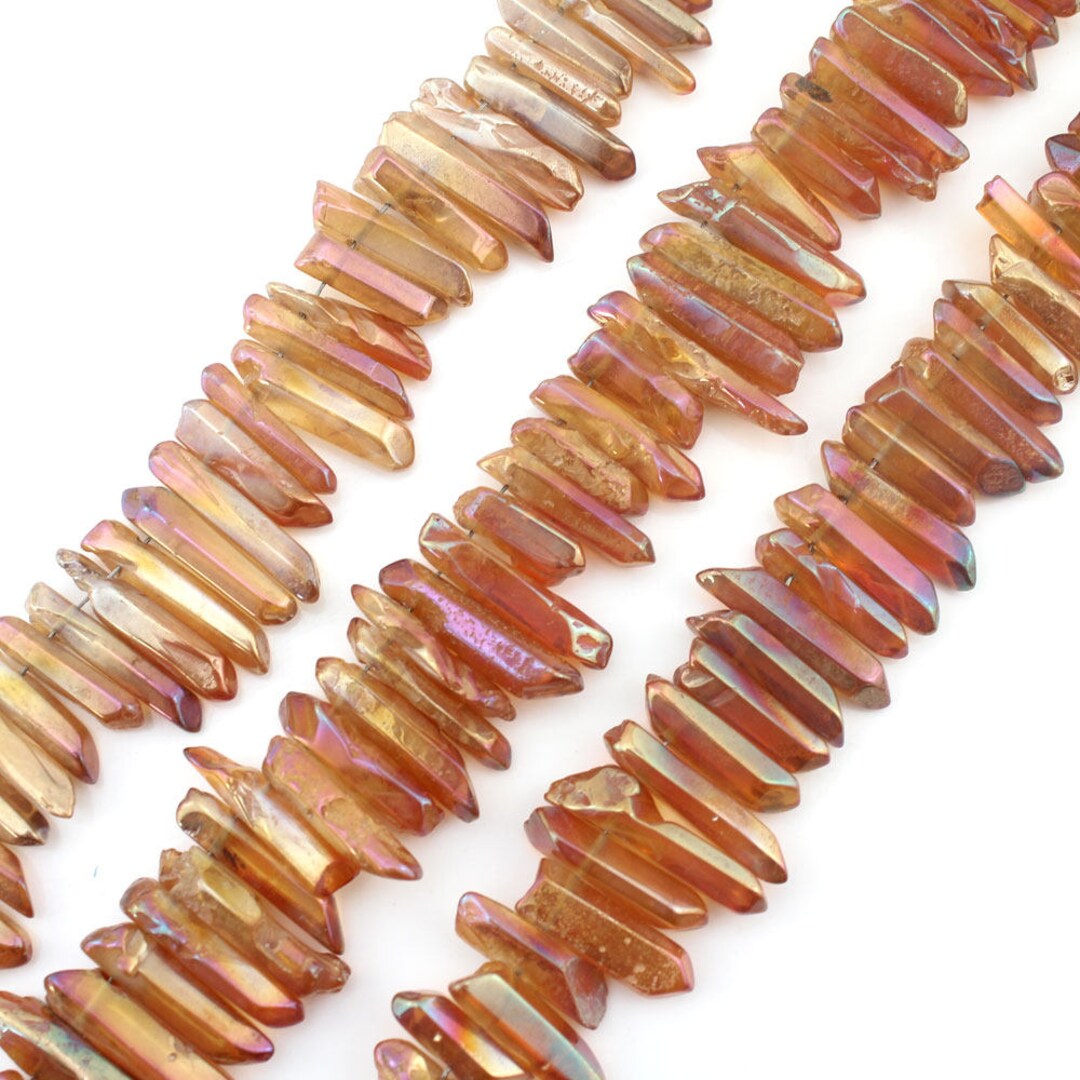 Champagne Quartz Stick Crystals,polished Mystic Crystals Beads,top ...